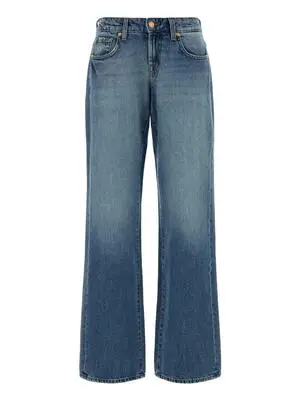 Seven For All Mankind Low Rise Straight Leg Denim Jeans - Blue