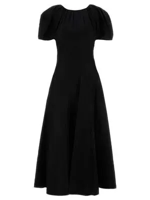 Tory Burch Viscose-linen Blend Midi Dress - Black