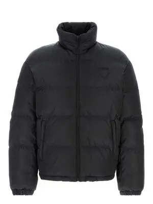 Prada PRADA Re-Nylon Down Jacket With Hood Black