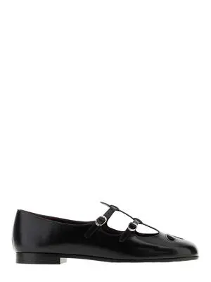 TORY BURCH Tory Burch Black Leather Ballerinas With Buckle Detailing