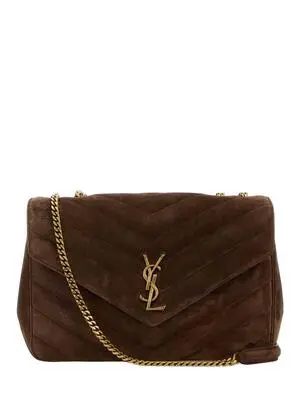 Saint Laurent Suede Lou Lou Shoulder Handbag - Brown