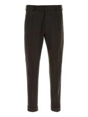 PT TORINO Stretch Wool Blend Trousers - Brown