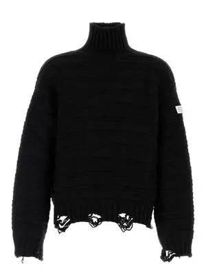 MAISON MARGIELA Distressed High-neck Knit Sweater - Black
