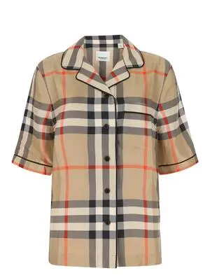 BURBERRY Burberry Classic Check Silk Short Sleeve Shirt