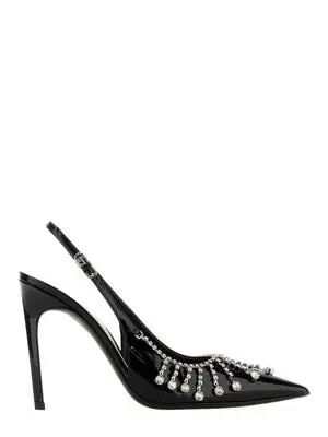 Gucci Embellished Leather Slingback Pumps With 10.5 Cm Stiletto Heel - Black
