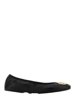 Tory Burch Leather Ballerina Flats - Black