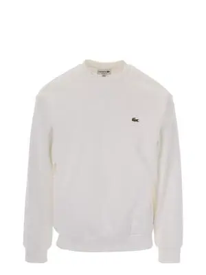Lacoste Classic Fit Crewneck Sweatshirt With Embroidered Logo - Flour