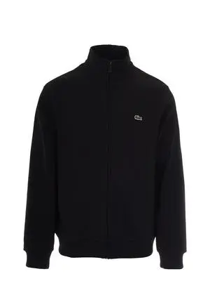 Lacoste Zip-up Track Jacket With Embroidered Logo - Black