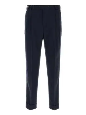 PT TORINO Cotton And Virgin Wool Blend Tailored Trousers - Blue