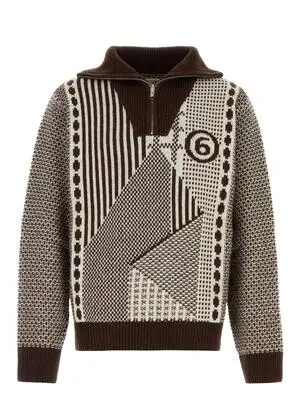 MAISON MARGIELA Embroidered Wool-blend Polo Shirt - Printed