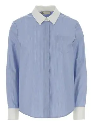 Tory Burch Striped Cotton Poplin Shirt With Contrasting Collar And Cuffs - Stripped