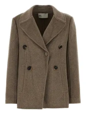 Tory Burch Dove Wool Blend Double-breasted Jacket - Grey