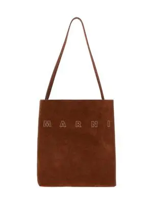Marni MARNI Mini Museo Suede Small Shoulder Handbag Camel