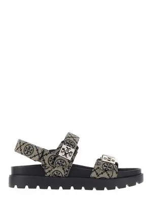 TORY BURCH TORY BURCH Embroidered Canvas Logo Detail Sandals