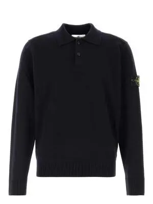 Stone Island Rws Knit Polo Sweater - Blue