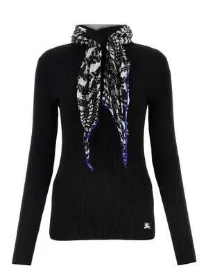 Burberry BURBERRY Ribbed Viscose Blend Knit Sweater Black