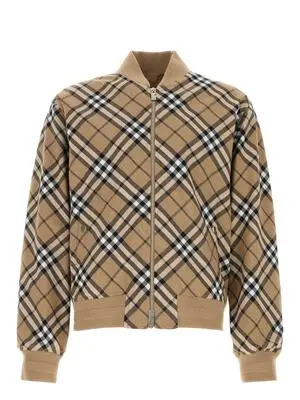 Burberry Embroidered Bomber Jacket In Polyester-wool Blend - Checked