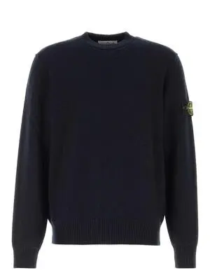 Stone Island 100% Virgin Wool Crew Neck Pullover - Blue