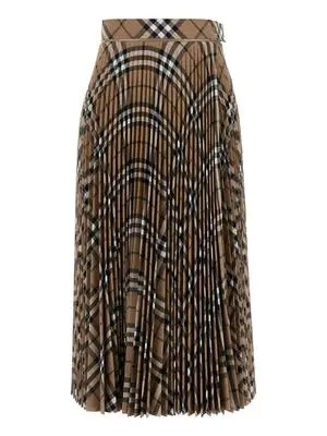 Burberry Embroidered Polyester-wool Skirt - Checked