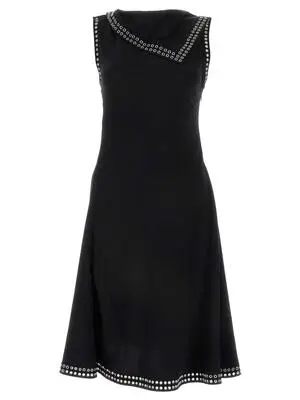 Burberry Satin Dress With Grommet Detail - Black