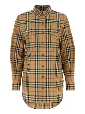 Burberry Embroidered Stretch Cotton Shirt - Checked