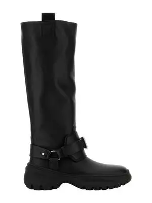 Burberry Leather Stomp Boots - Black