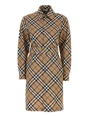 Burberry Shirt Dress With Embroidered Finish - Checked