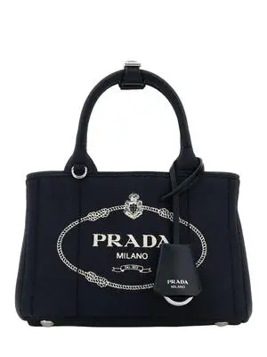 Prada Mini Canvas Jardinière Handbag With Silver-tone Hardware - Blue