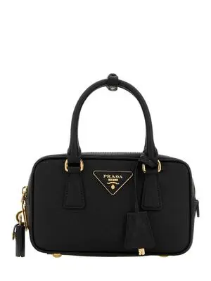Prada Leather Top Handle Mini Bag - Black