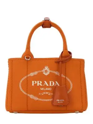 Prada PRADA Mini Jardinière Canvas Handbag Orange