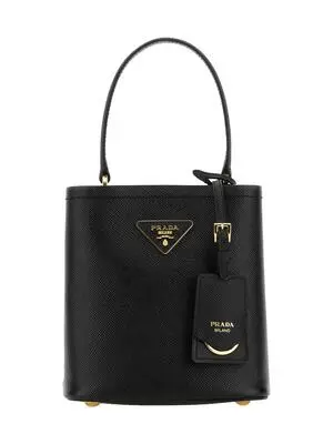 Prada Leather Mini Panier Handbag - Black