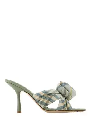 Burberry Embroidered Linen Mews Flat Sandals - Printed
