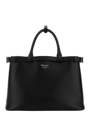 Prada PRADA Medium Buckled Leather Handbag Black