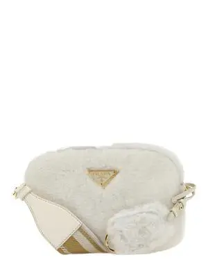 Prada PRADA Shearling Crossbody Handbag White