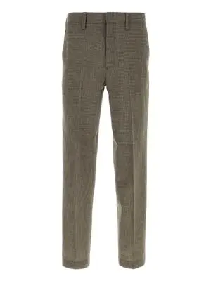 Prada Embroidered Wool Tailored Pants - Checked