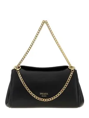 Prada PRADA Small Nappa Leather Handbag With Gold Tone Chain Black