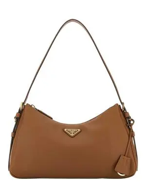 Prada PRADA Medium Aimee Leather Shoulder Handbag Camel