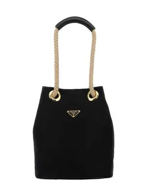 Prada Mariner Bucket Bag In Re-nylon With Calf Leather Trims - Black