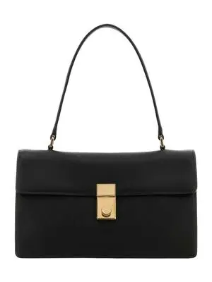 Prada Leather Handbag With Golden Hardware - Black
