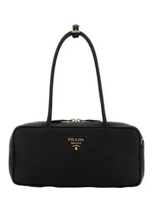 Prada PRADA Deer Leather Shoulder Handbag With Golden Hardware Black
