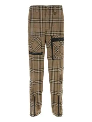 Burberry Embroidered Checkered Cargo Pants - Checked
