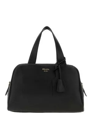 Prada PRADA Leather Handbag With Adjustable Shoulder Strap Black