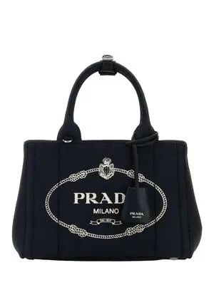 Prada Prada Mini Canvas Handbag With Silver-Tone Hardware Blue