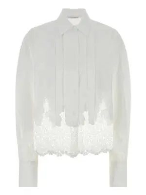 Ermanno Scervino Cotton Poplin Button-down Shirt With Lace Detail - White