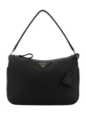 Prada Medium Deer Leather Shoulder Handbag - Black