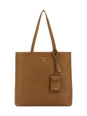 Prada PRADA Leather Shopping Handbag Camel