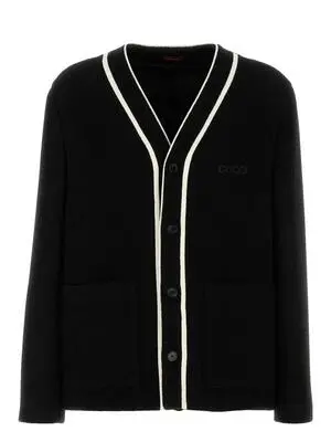 Gucci Wool Blend Cardigan With Contrast Trim - Black