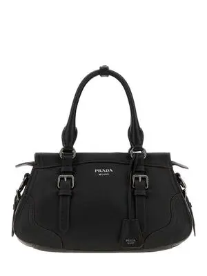 Prada PRADA Large Leather Handbag With Shoulder Strap Black