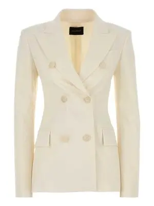 Andamane Double Breasted Stretch Gabardine Blazer - White