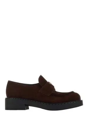 Prada Suede Calf Leather Loafers - Brown